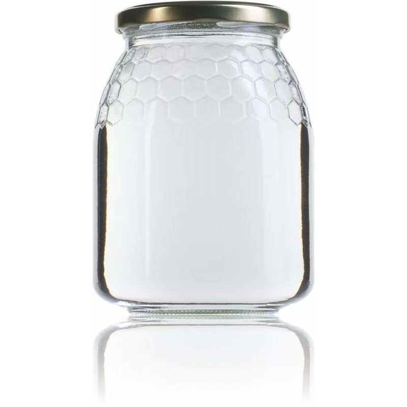 Classic honey jar 1kg comb-lines TO82 - Glass Jars for honey